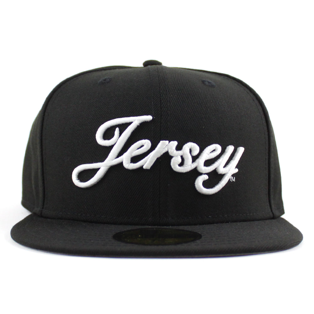 Jersey Script New Era 59fifty Fitted Hat Black Gray Under Brim Ecapcity