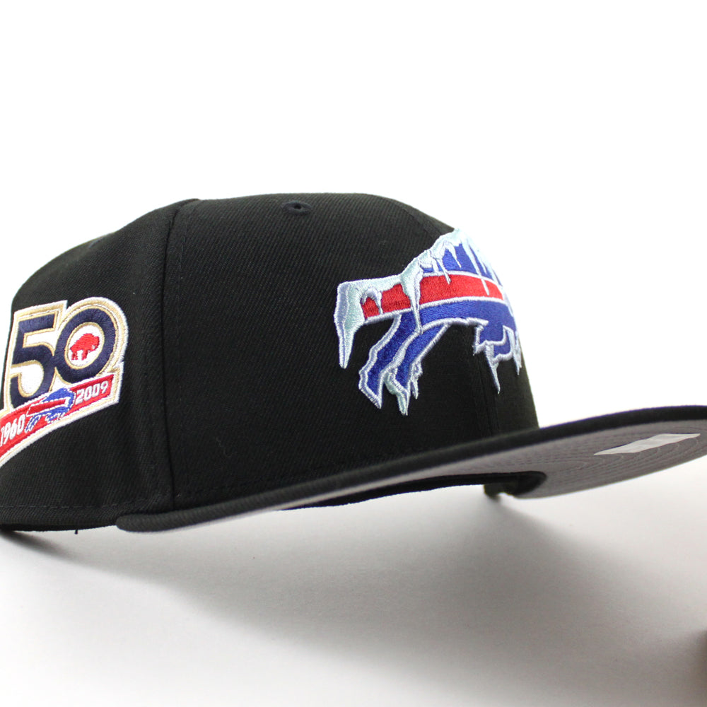 Buffalo Bills Frozen logo 50 Years New Era 59Fifty Fitted Hat (Black G ...