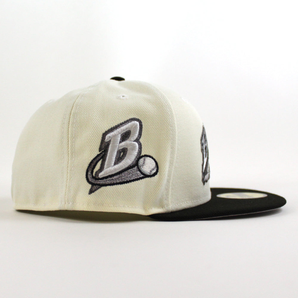 Buffalo Bisons BUFFALO B New Era 59Fifty Fitted Hat (Chrome White Blac ...