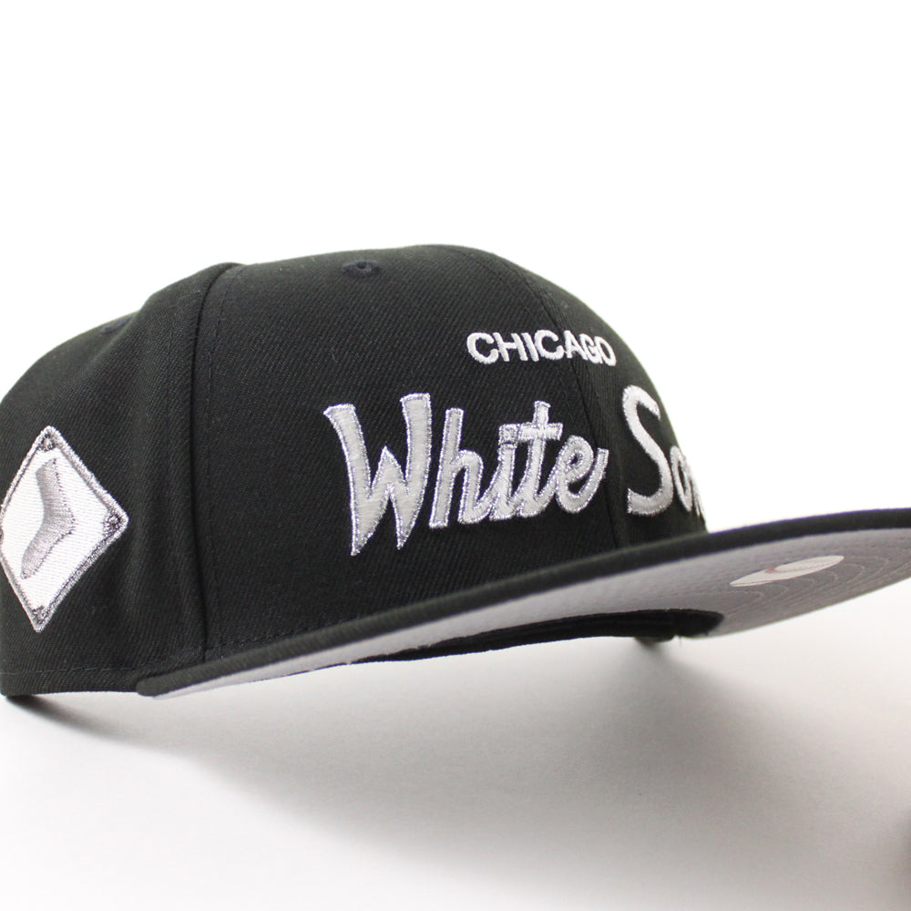 Chicago White Sox Socks Patch New Era Fitted 59Fifty Hat (Black Gray U ...