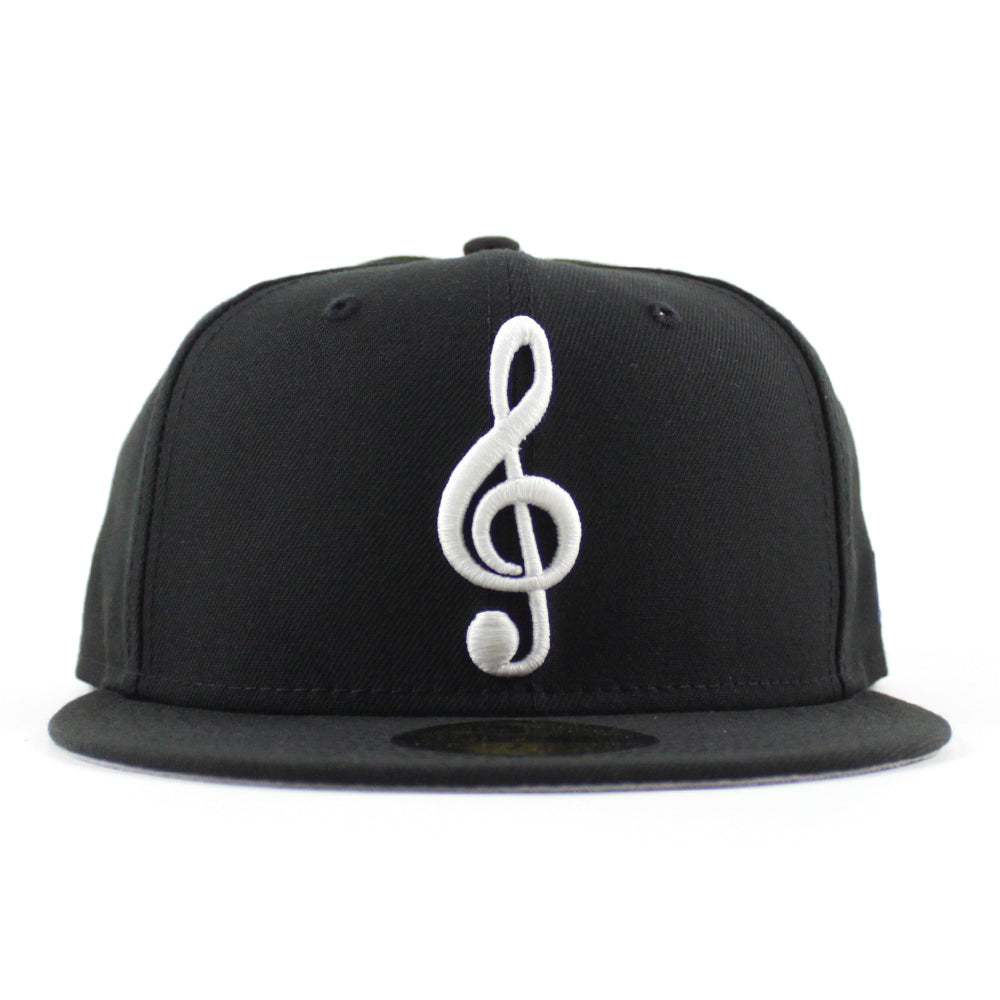 G Clef Music Note New Era Fitted Hat (Black Gray Under Brim) – ECAPCITY