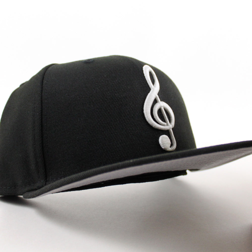 G Clef Music Note New Era Fitted Hat (Black Gray Under Brim) – ECAPCITY