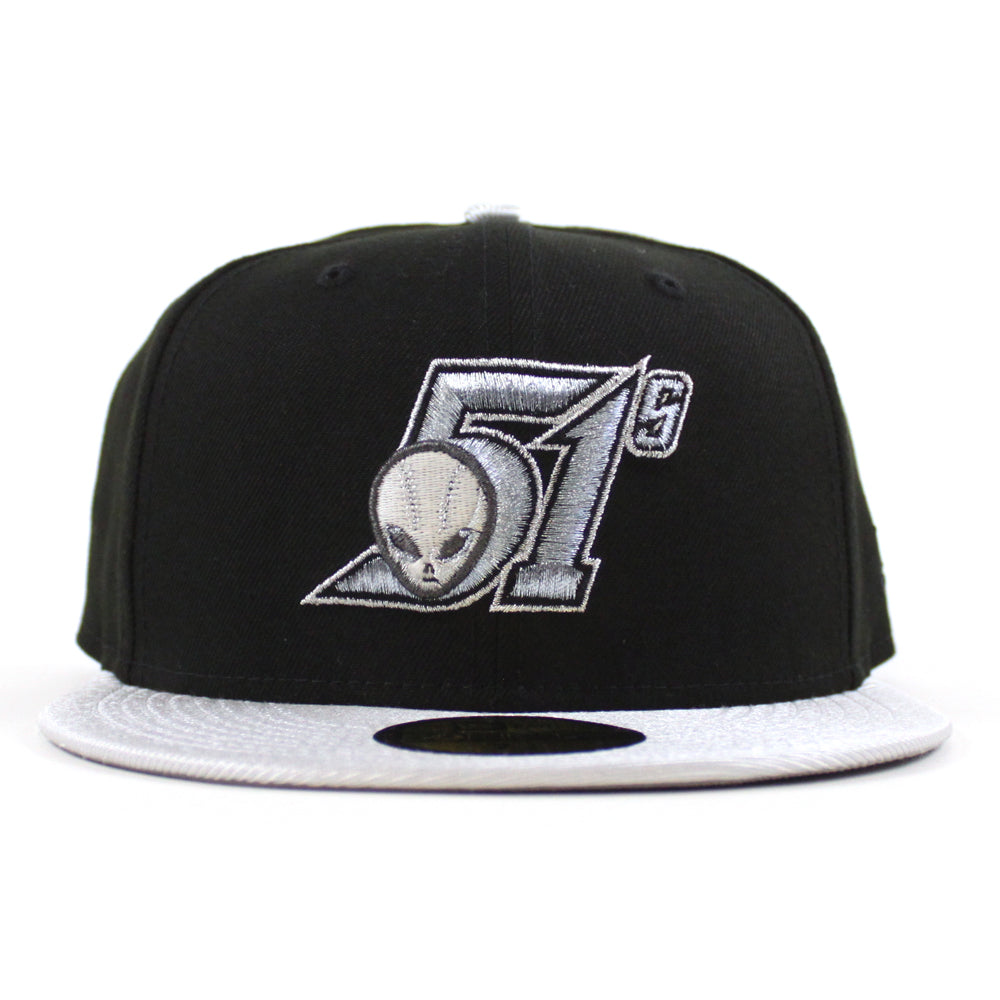 LAS VEGAS 51S New Era 59Fifty Fitted Hat (Black Metallic Silver Gray U ...