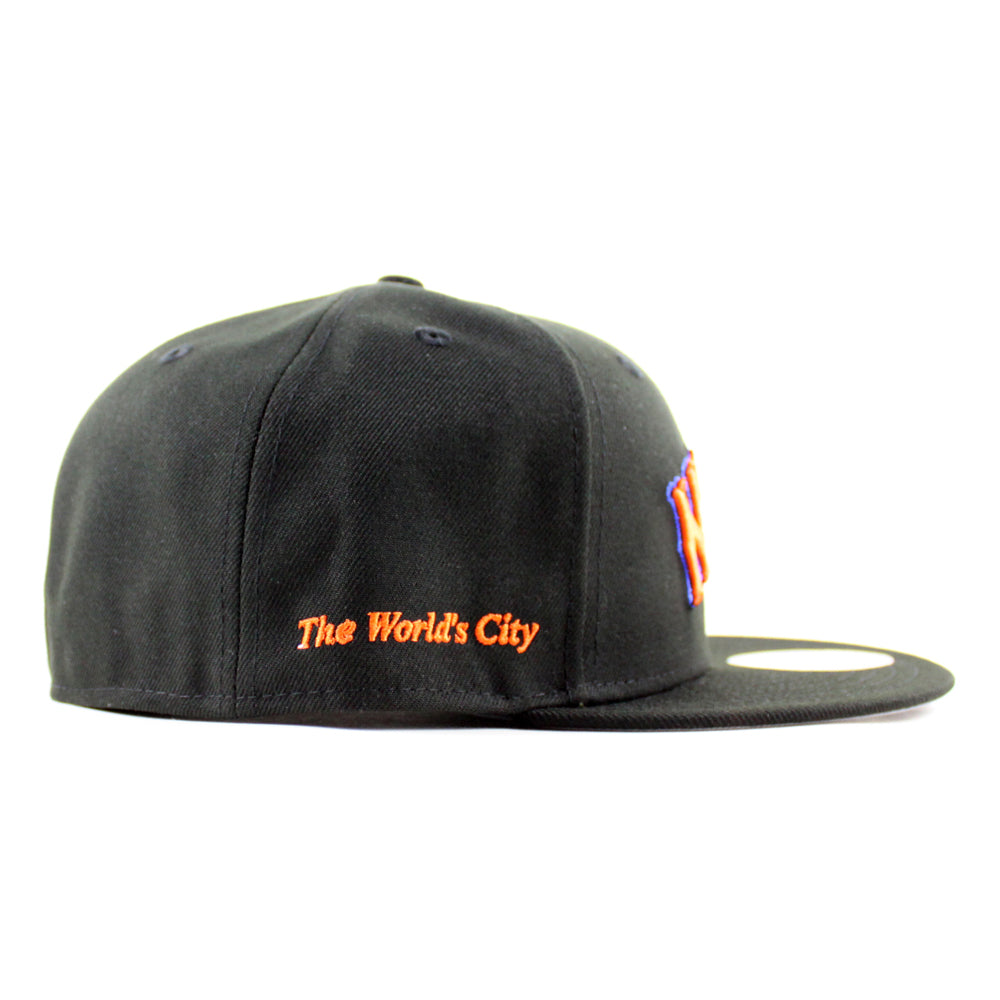 New York Mets The Worlds City Patch New Era 59Fifty Fitted Hat (Black ...