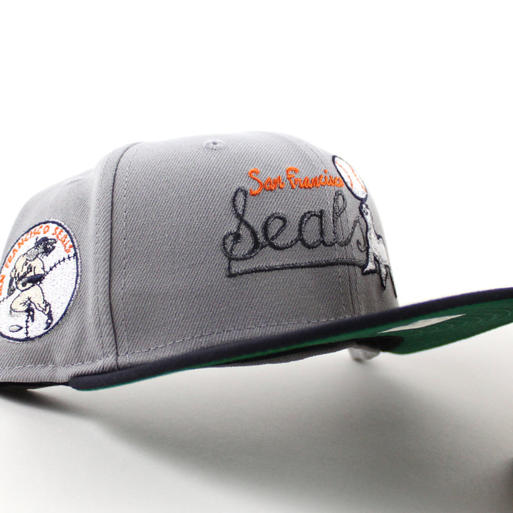 San Francisco Seals Seals Patch New Era Fitted 59Fifty Hat (Gray Navy ...