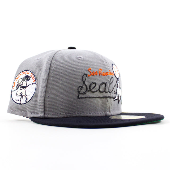 San Francisco Seals Seals Patch New Era Fitted 59Fifty Hat (Gray Navy ...