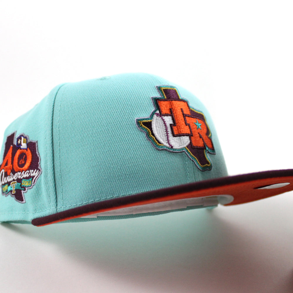 Texas Rangers 40TH ANNIVERSARY New Era 59Fifty Fitted Hat (Tint Blue M ...