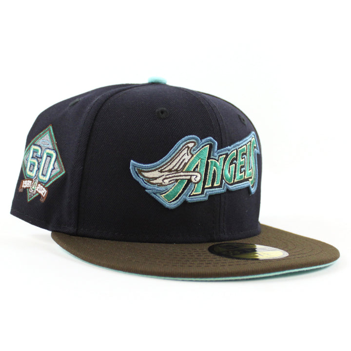 Anaheim Angels 60th New Era 59Fifty Fitted Hat (Navy Walnut Blue Tint ...