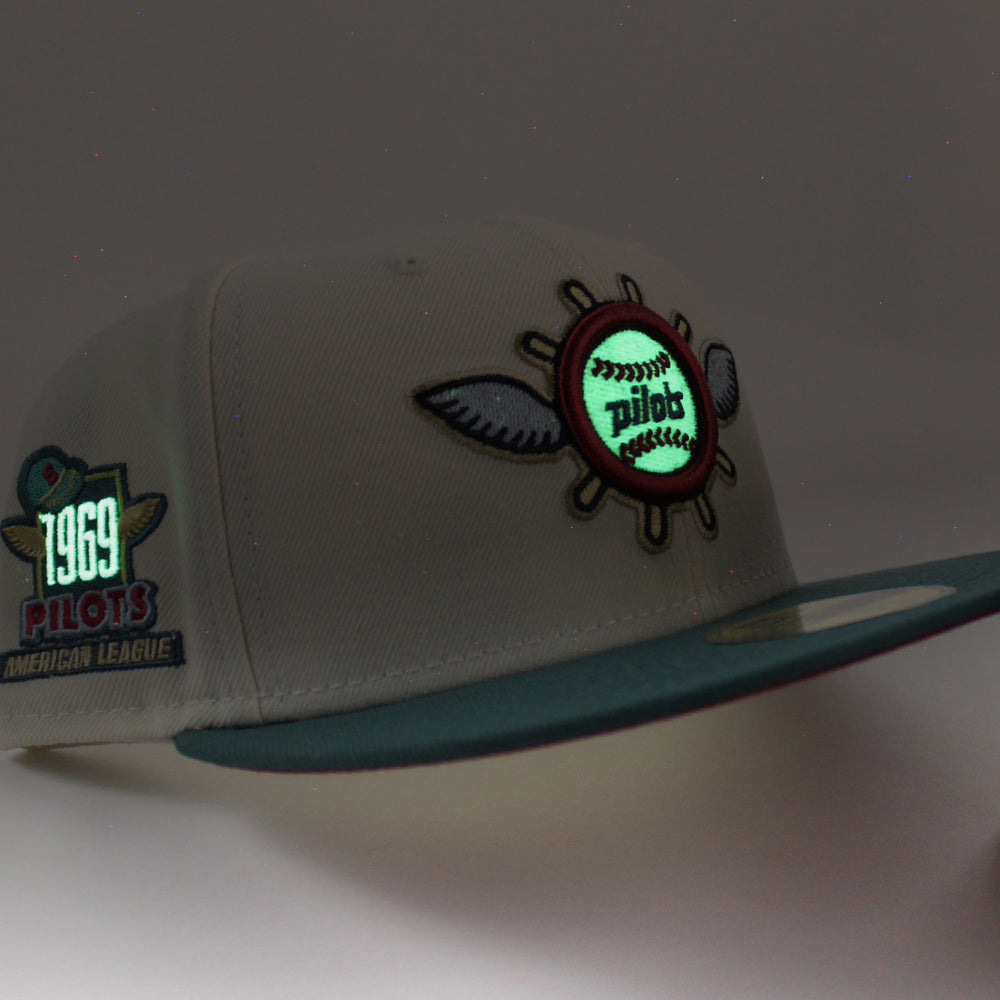 Seattle Pilots 1969 Pilots New Era Fitted 59Fifty Hat (Glow in the Dar ...