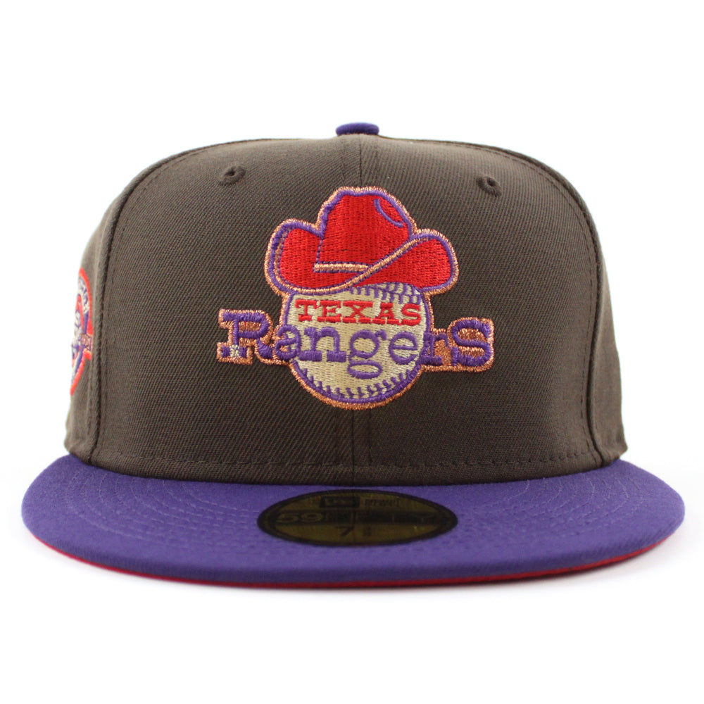 Texas Rangers Stadium Patch New Era 59Fifty Fitted Hat (Walnut Purple ...