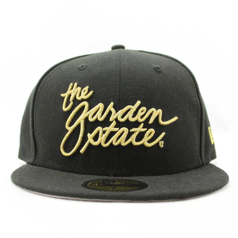 The Garden State Script New Era 59FIFTY Fitted Hat (BLACK GOLD GRAY UN ...