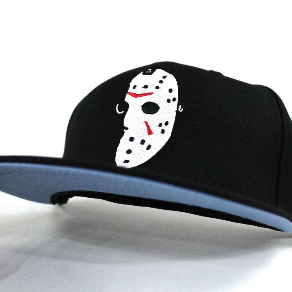 Friday the 13th Jason Head New Era 59Fifty Fitted Hat (BLACK Blue Under ...