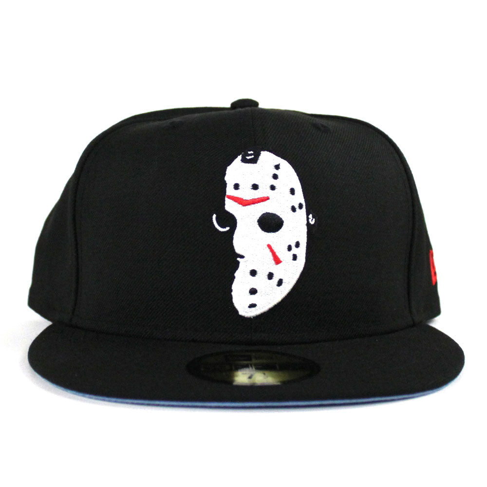 Friday the 13th Jason Head New Era 59Fifty Fitted Hat (BLACK Blue Under ...