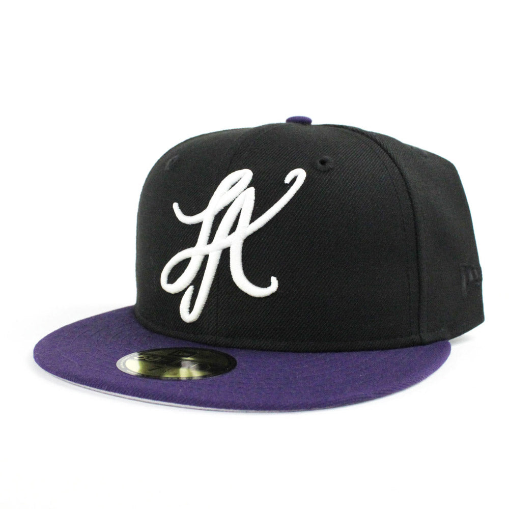 LA Script New Era 59Fifty Hat (LA Lakers Color Way Gray Under Brim ...