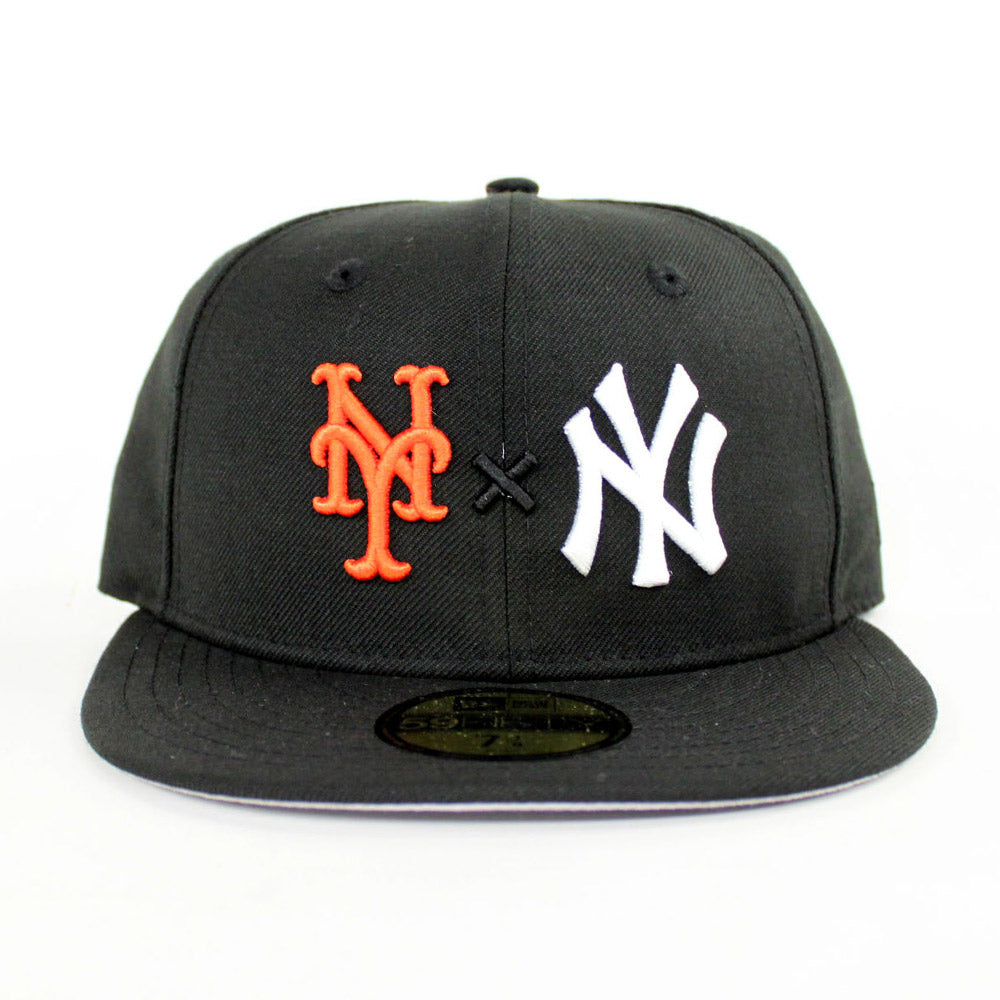 NY Yankees x NY Mets Duel New Era 59Fifty Fitted Hat (Black Gray Under ...