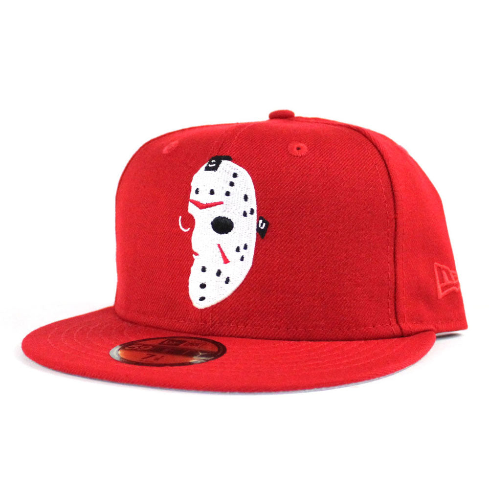 Friday the 13th Jason Head New Era 59Fifty Fitted Hat (Red Gray Under ...