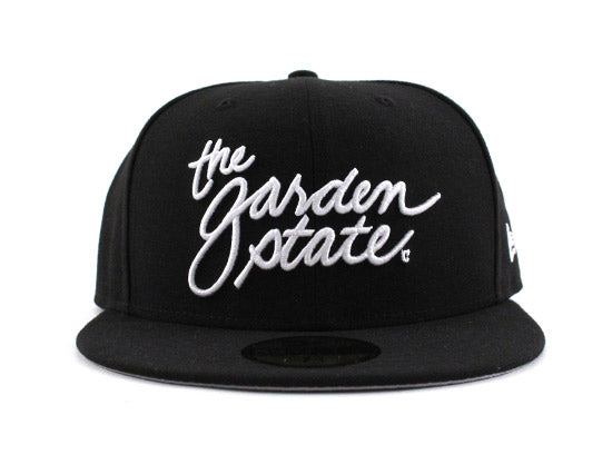 The Garden State Script New Era 59FIFTY Fitted Cap (BLACK WHITE GRAY U ...